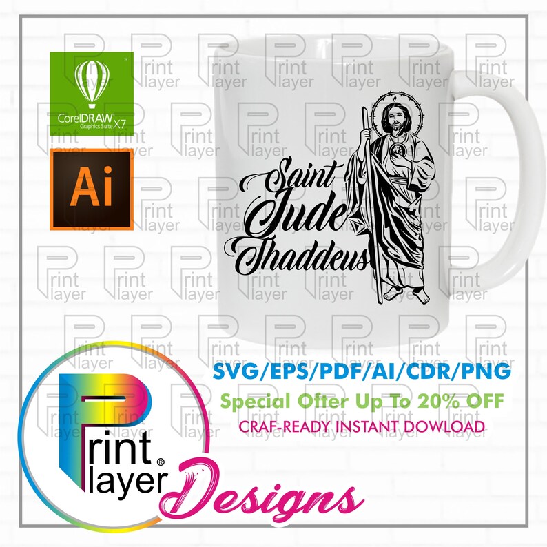Saint Jude Thaddeus Clipart, Text in English Religious Label Instant ...