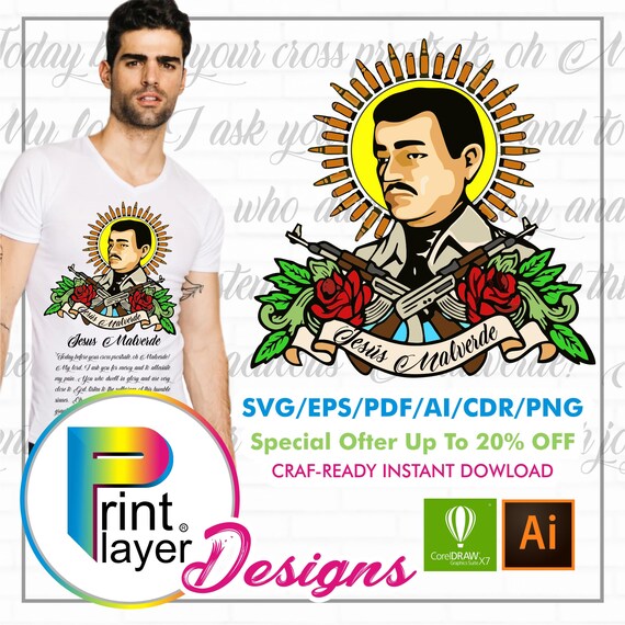 JESUS MALVERDE Clipart Religious Label Instant Download svg | Etsy