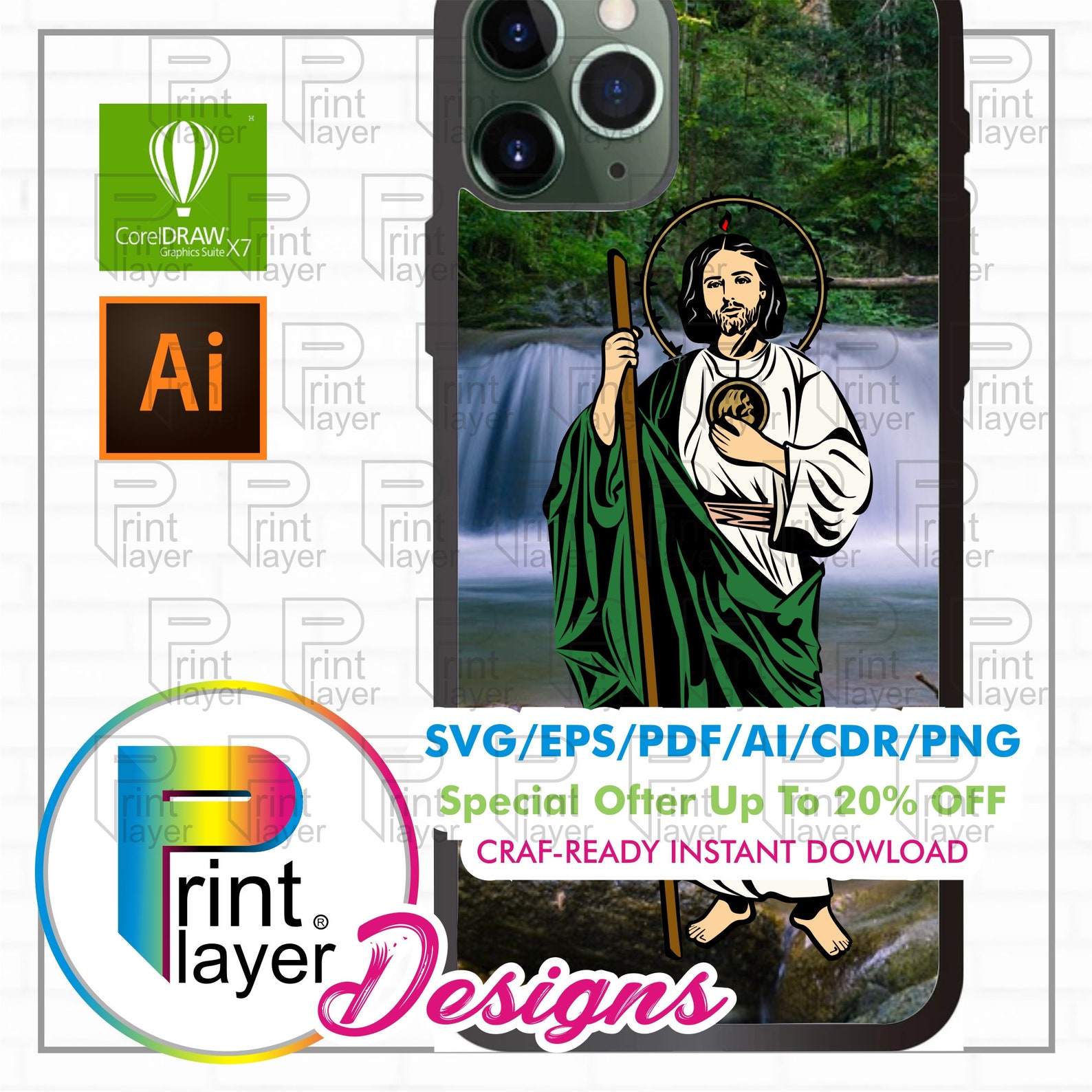 Saint Jude Thaddeus Clipart, Text in English Religious Label Instant ...