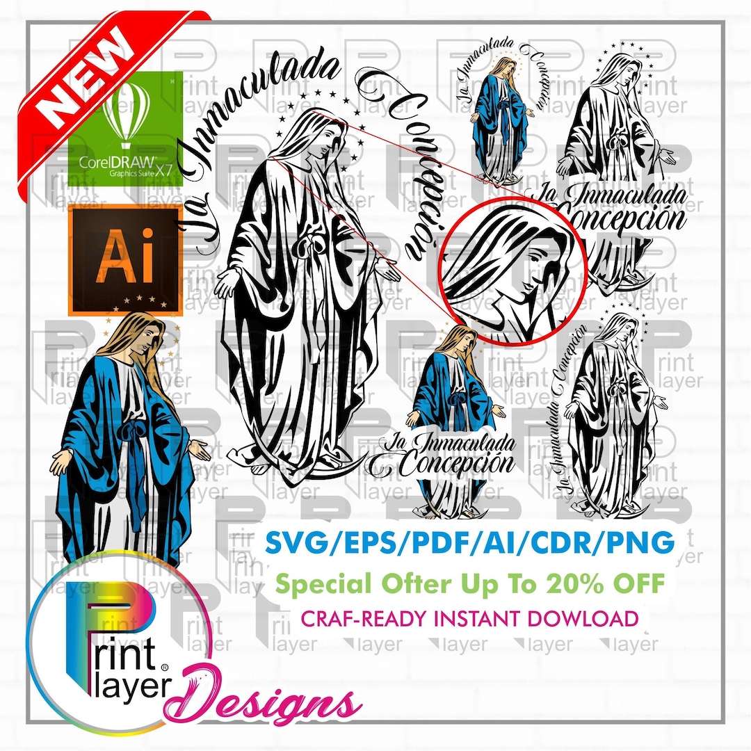 The Immaculate Conception Clipart, Religious Label Instant Download ...