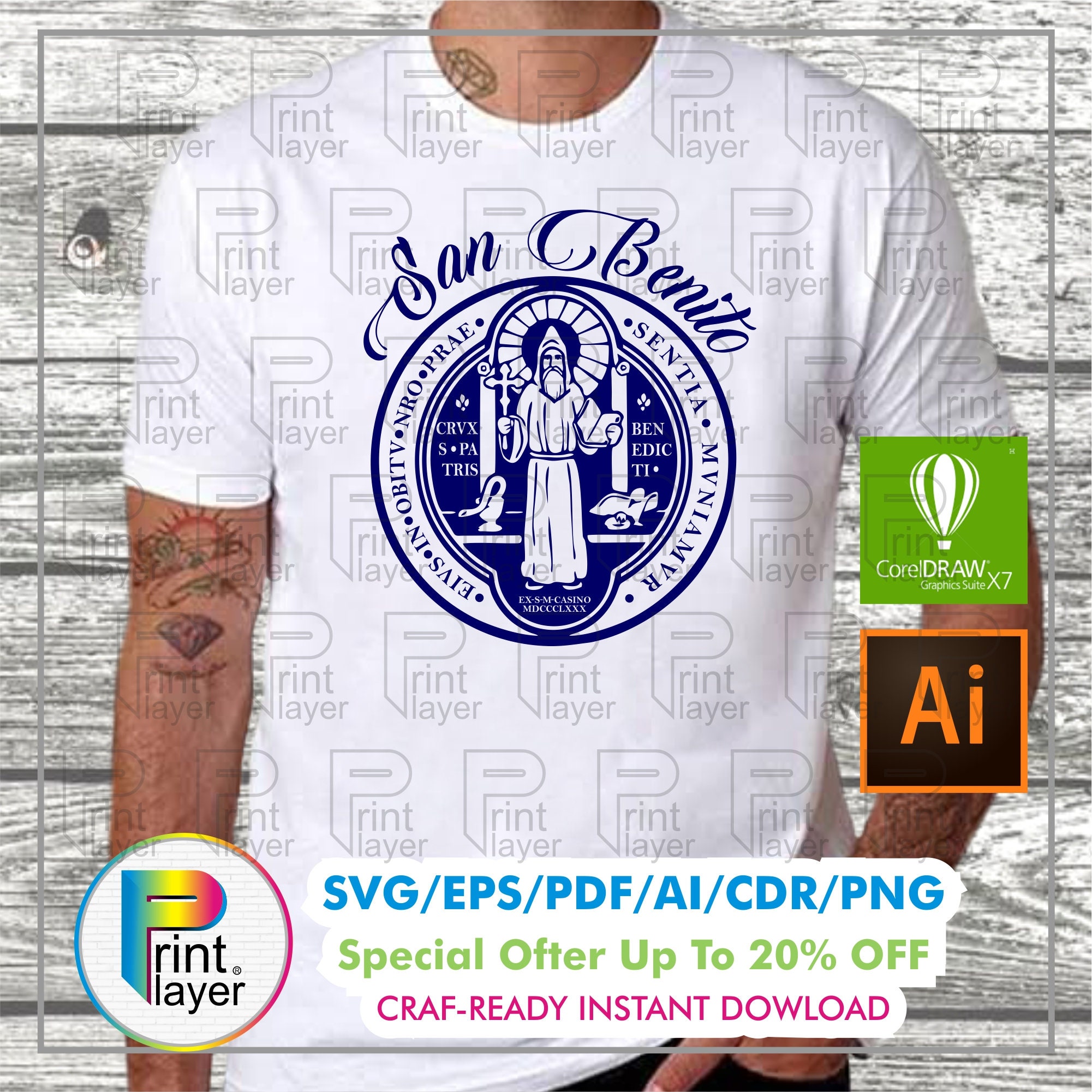 Saint Benedict Clipart, Religious Label Instant Download (svg Eps Pdf ...