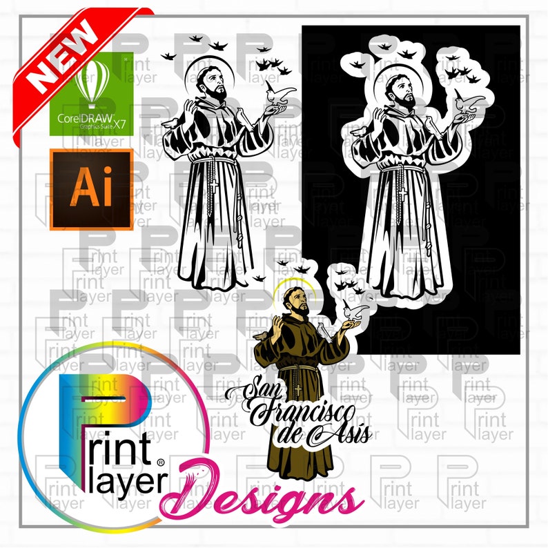 Saint Francis of Assisi Clipart, Religious Label Instant Download (svg ...