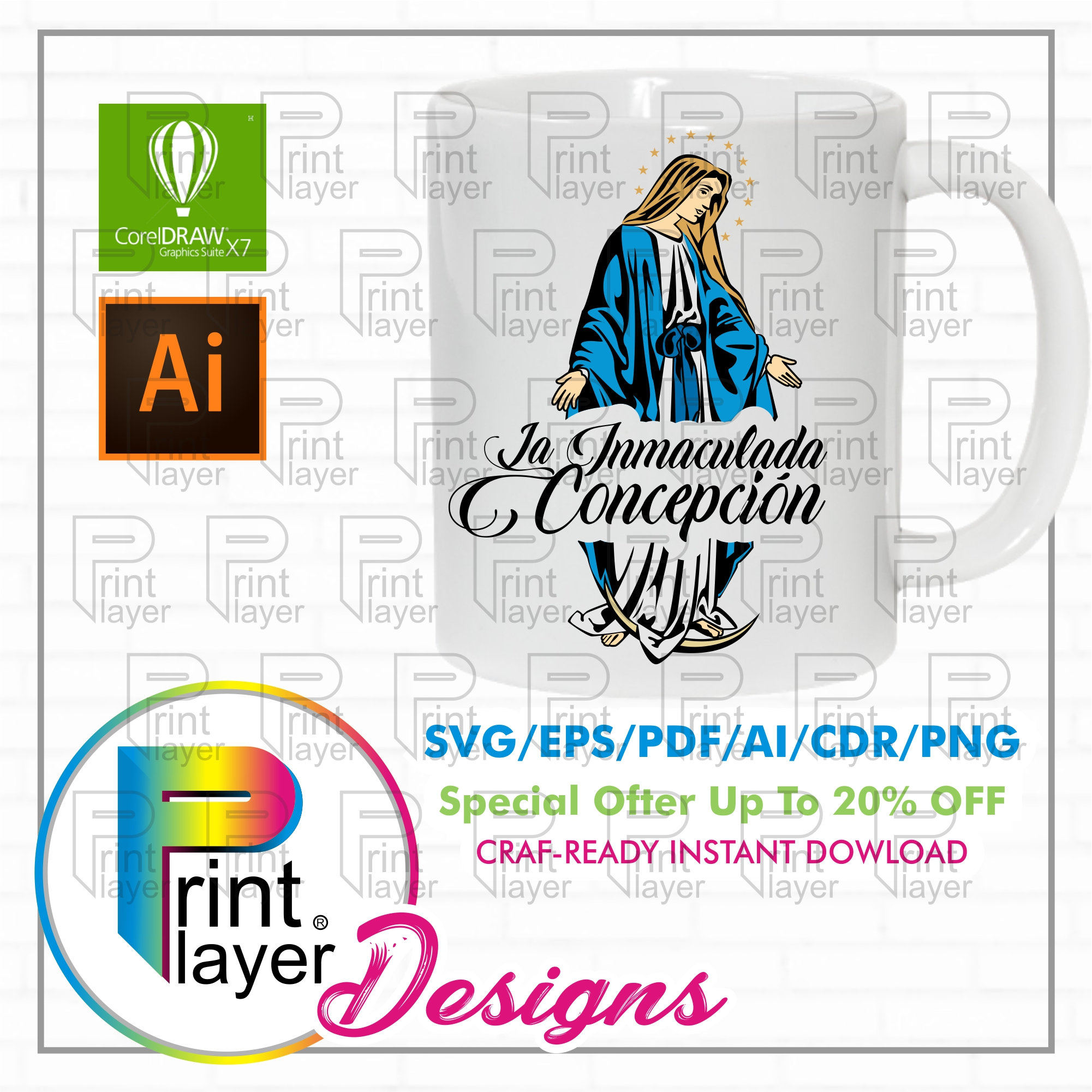 The Immaculate Conception Clipart, Religious Label Instant Download ...