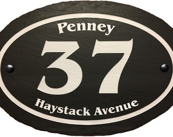 Custom Slate House Number Sign Oval Desgin Two Sizes - Etsy