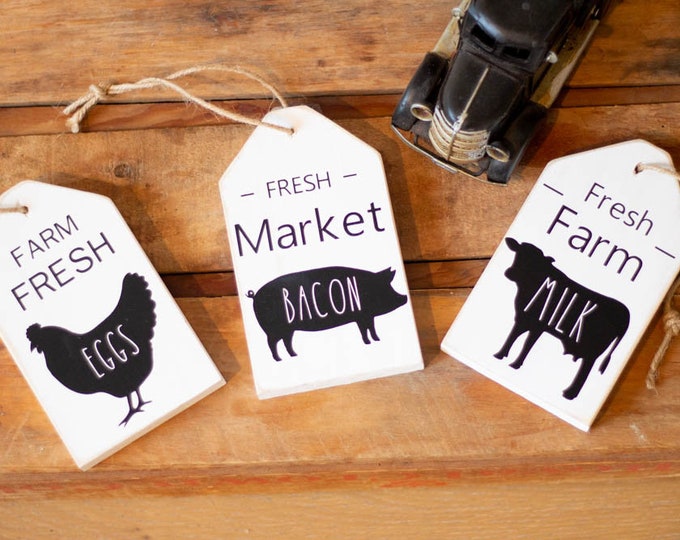 Wood Tag Sign / Farmhouse Style / Home Tier Tray Decor / Farm Fresh ...