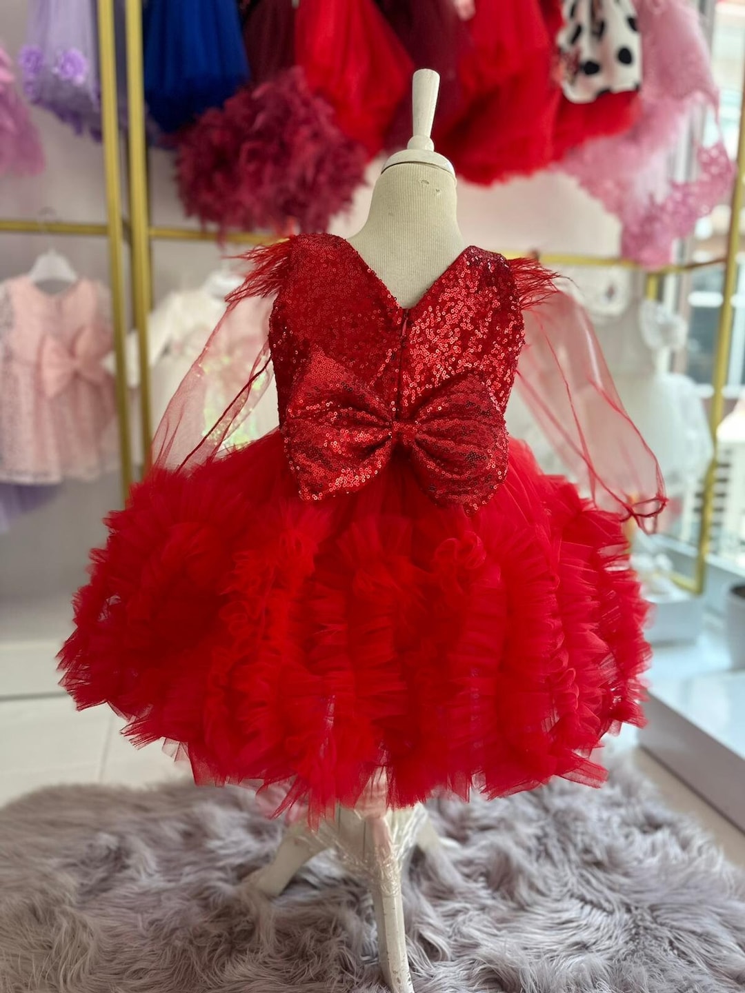Red Party Dress , First Birthday Party Dress, Toddler Outfit for ...