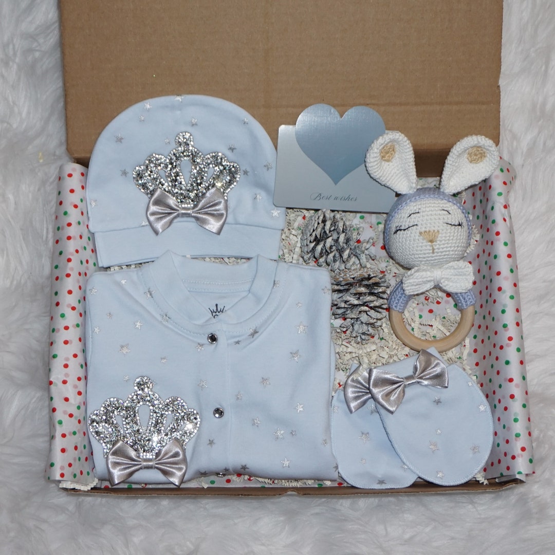 Deluxe Baby Gift Box ,baby Boy Crown Theme Gift, Baptism Gift, Welcome ...