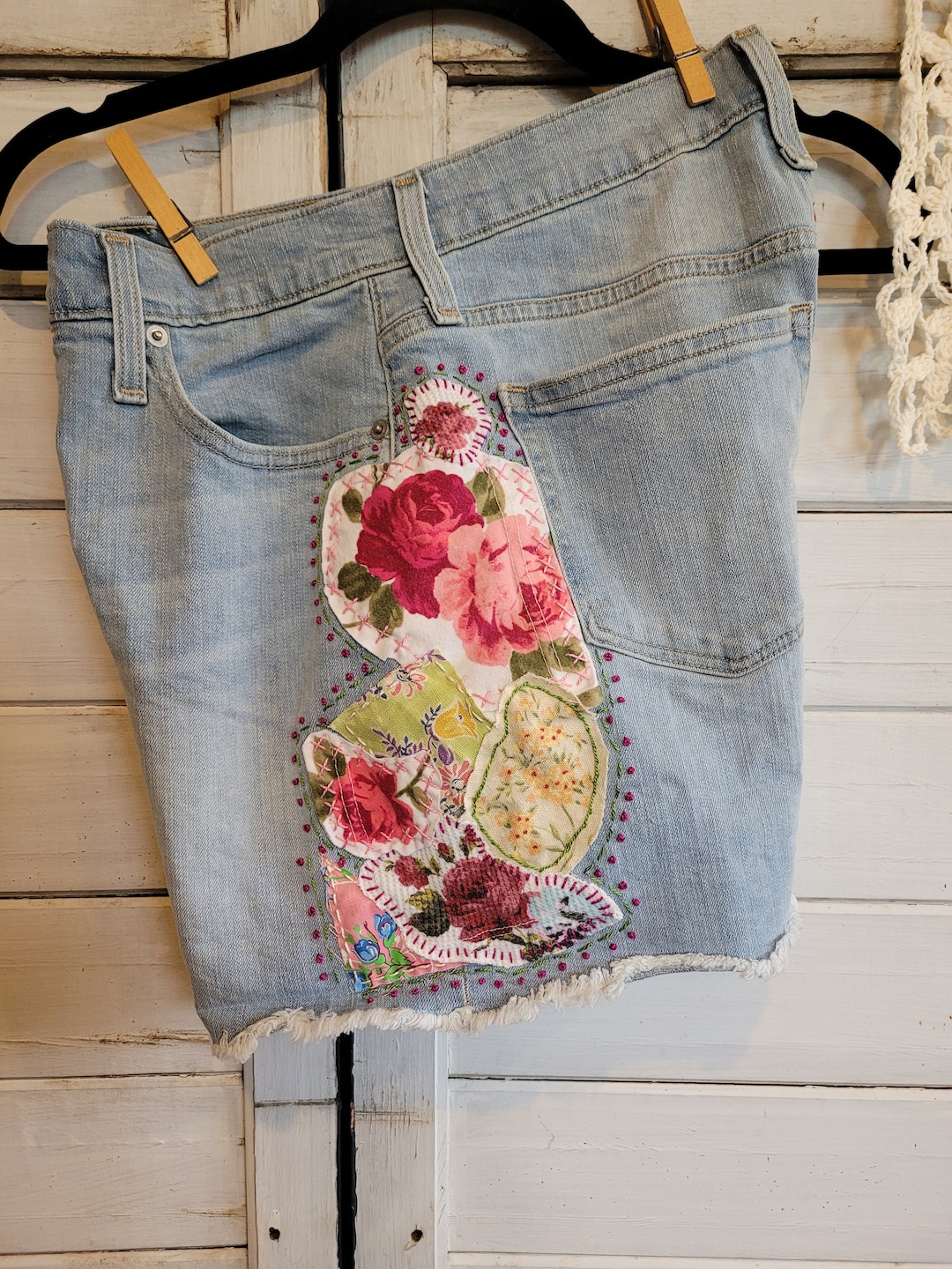 Jcrew Denim Hippie Rose Upcycle Shorts, Size 27 - Etsy