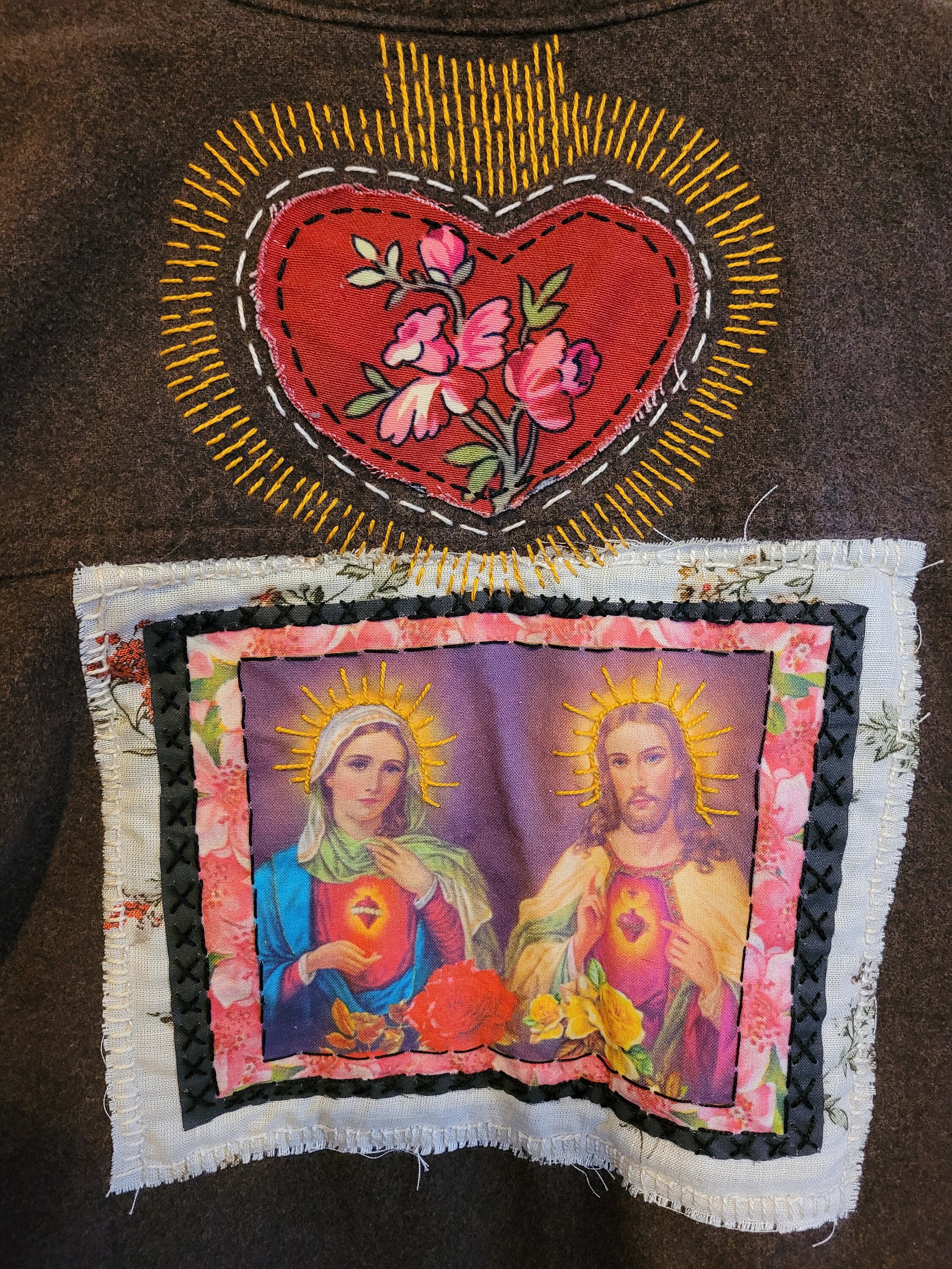 Dark Brown Chamois Sacred Hearts Button-up Upcycle Men's - Etsy