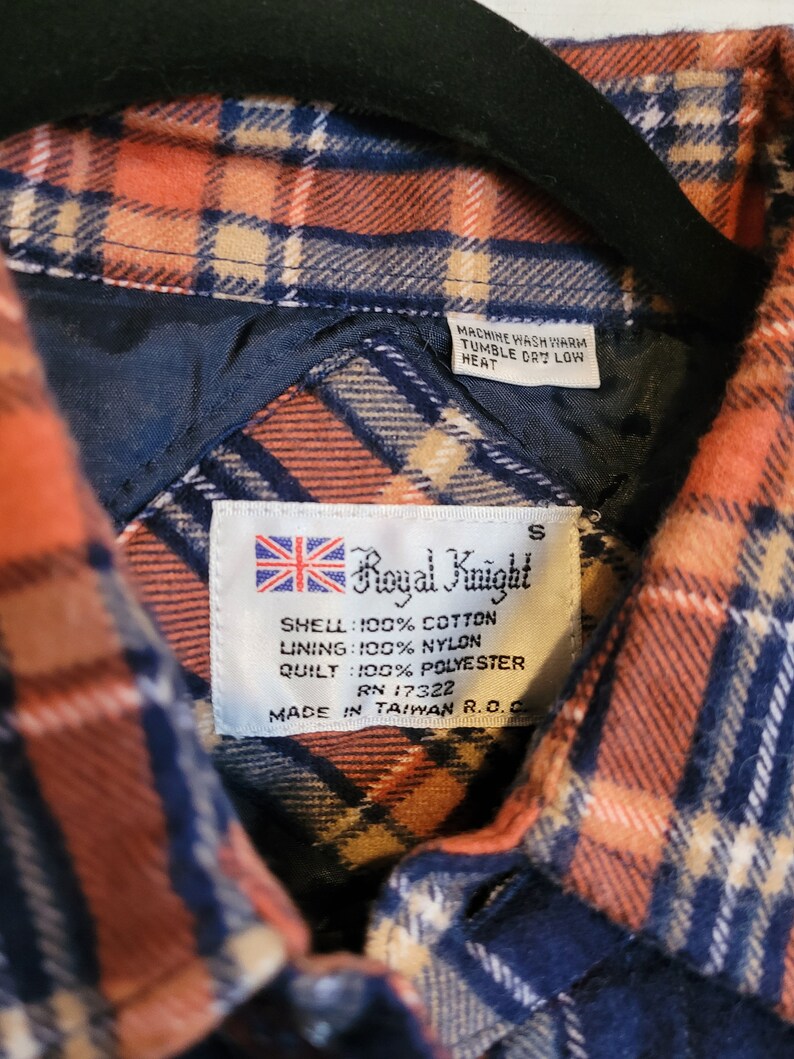 Quilted Orange Rodeo Flannel Jacket Upcycle Men's S - Etsy
