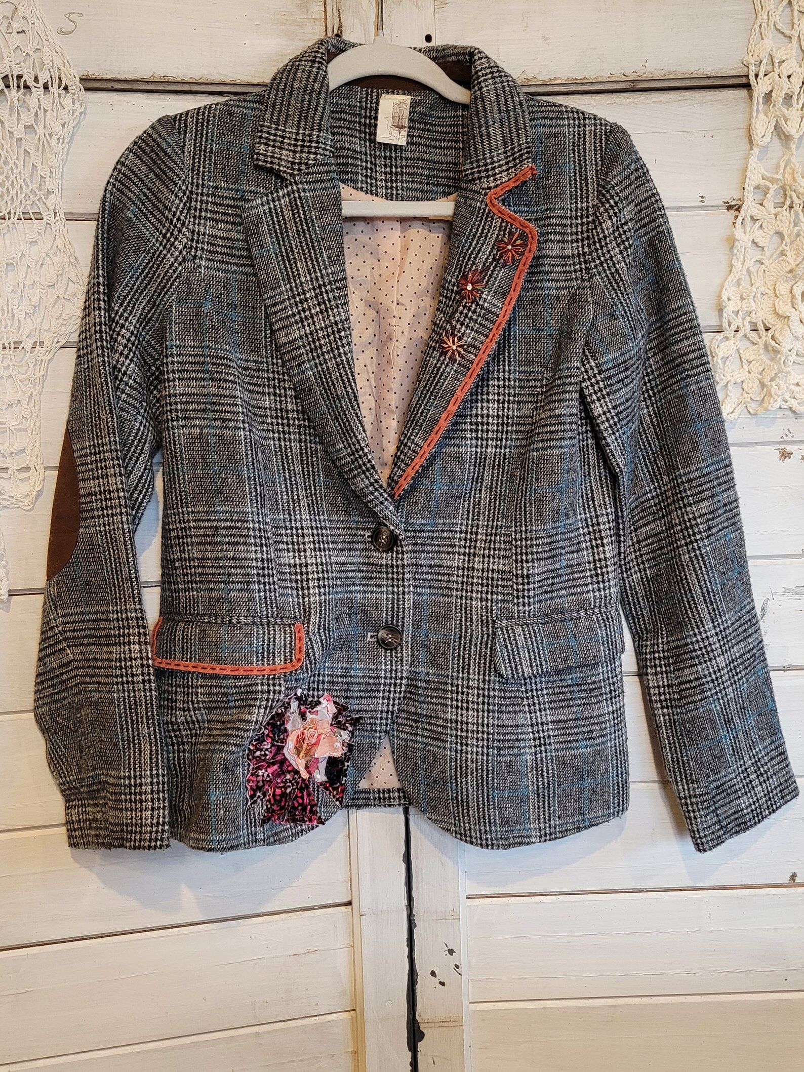 Blue Wool Plaid Jacket With Coordinating Scarf Upcycle - Etsy