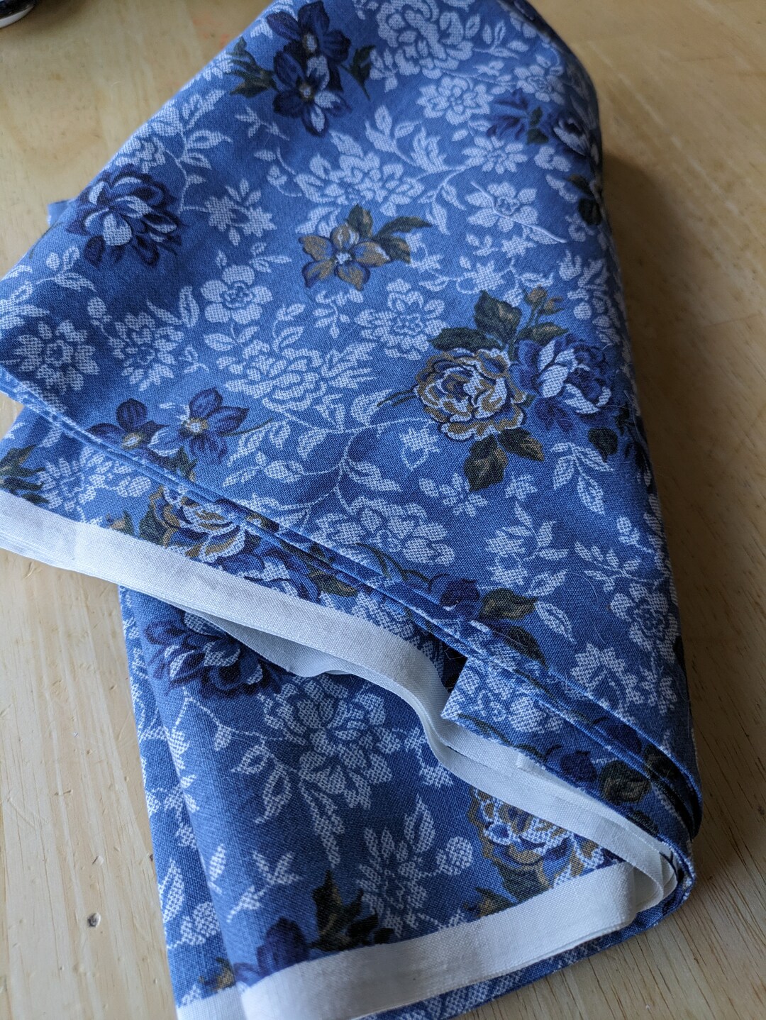 Fabric Remnant Blue Denim-look Floral Cotton Fabric, 2.5 Yds - Etsy