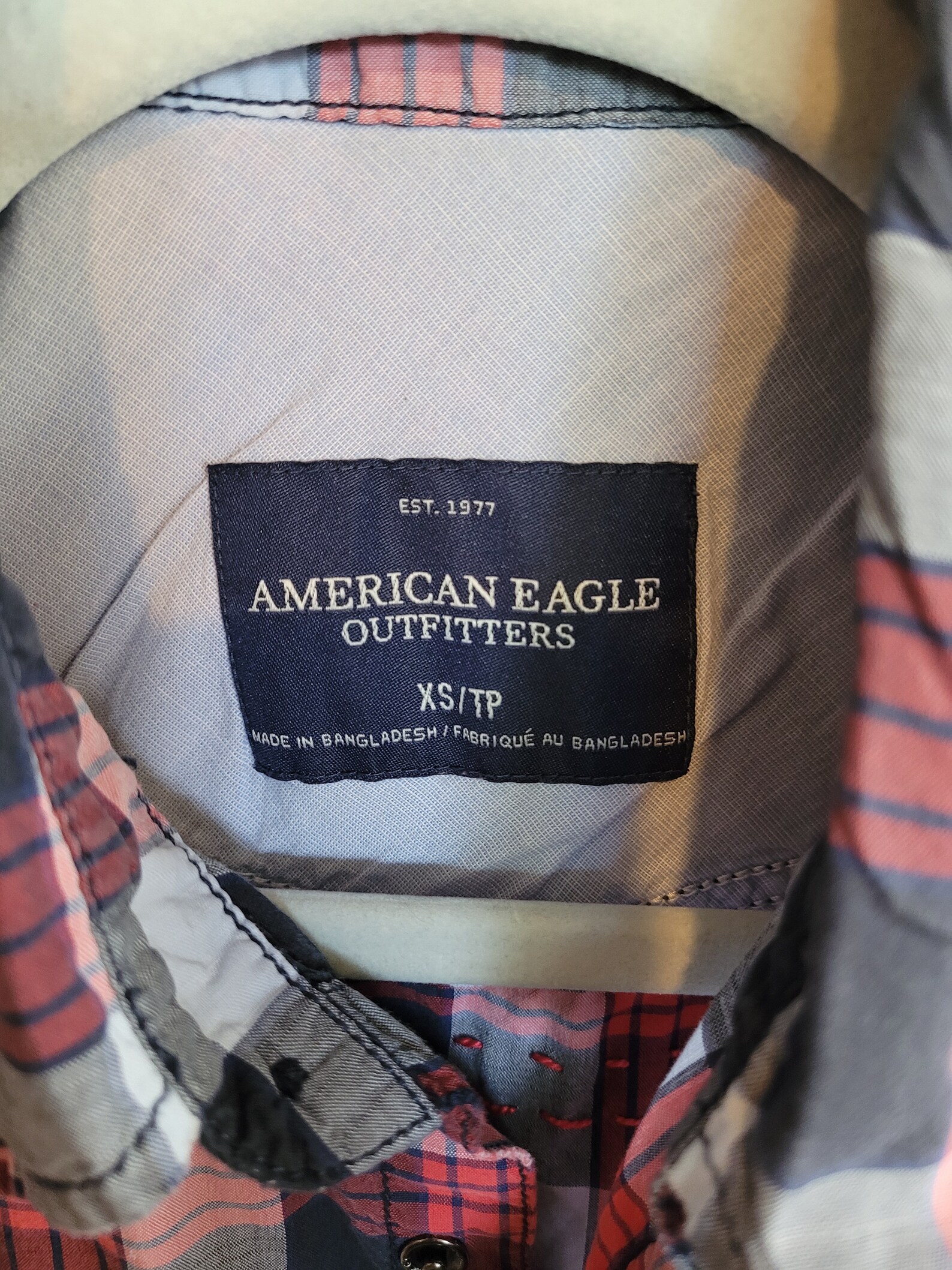 American Eagle Upcycle Red Blue Lincoln Plaid Button Up, Size XS - Etsy