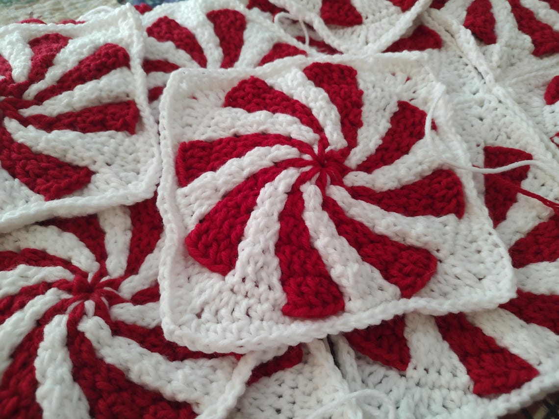 3D Peppermint Candy Granny Square Crochet Pattern (PDF Pattern) - Etsy