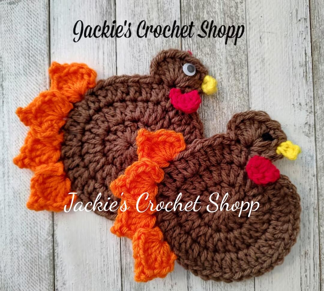 PDF Crochet Pattern, Crochet Turkey Coaster, Craft, Thanksgiving Decor ...