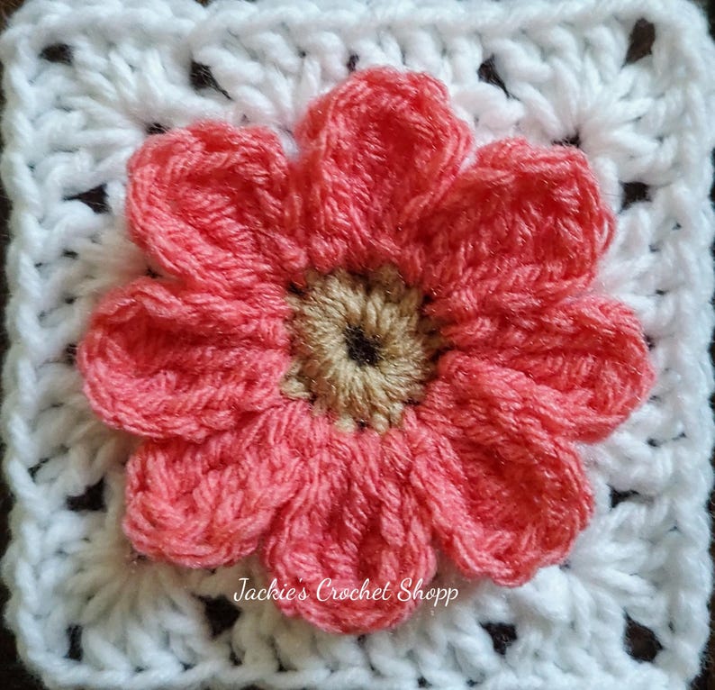 Granny Square Crochet Pattern, PDF 3D Flower Granny Square, Crochet ...