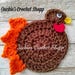PDF Crochet Pattern, Crochet Turkey Coaster, Craft, Thanksgiving Decor ...