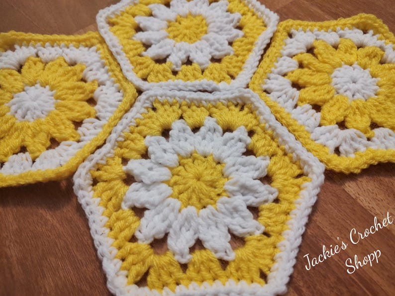 PDF Hexagon Daisy Granny Square, Flower Granny Square, Crochet Pattern, Crochet Craft, Craft - Etsy