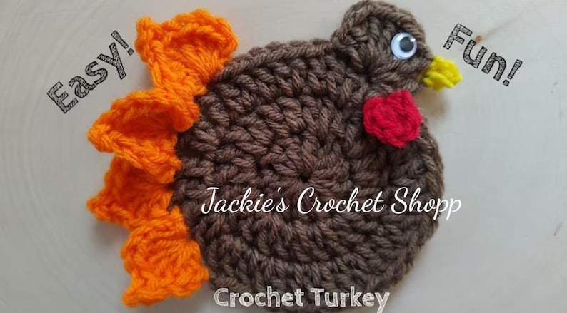 PDF Crochet Pattern, Crochet Turkey Coaster, Craft, Thanksgiving Decor ...