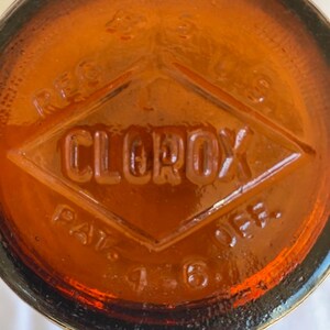 Vintage 1940s Amber Clorox Bottle 32 Oz. Embossed With CLOROX and 32 Oz ...