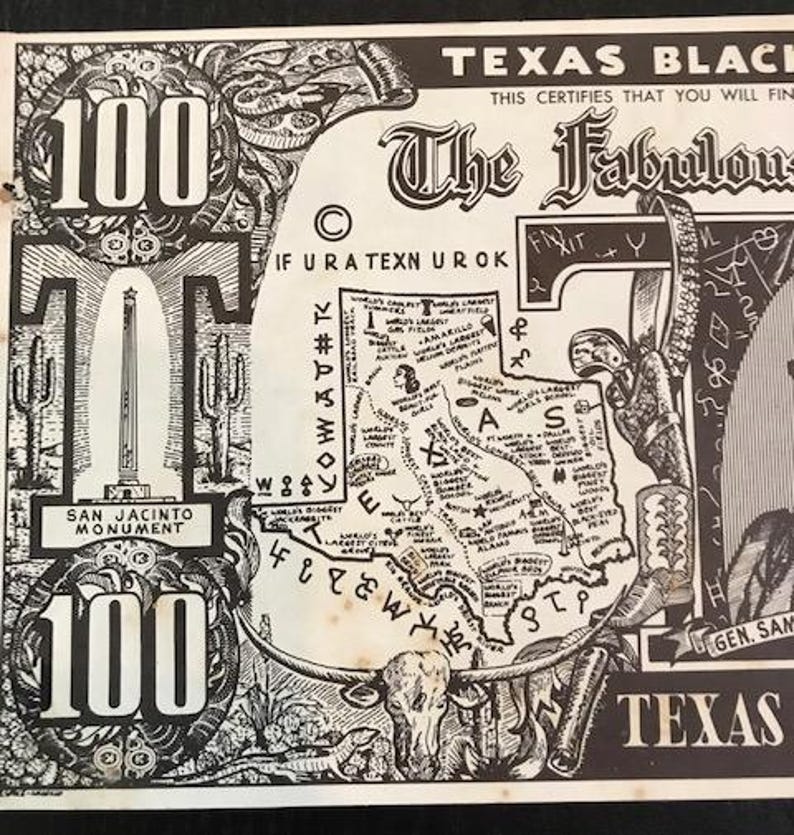Texas 100 Bucks, Black Gold Certificate Souvenir, Memorabilia - Etsy