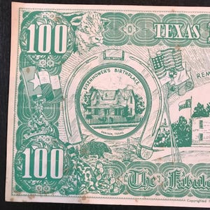 Texas 100 Bucks, Black Gold Certificate Souvenir, Memorabilia - Etsy