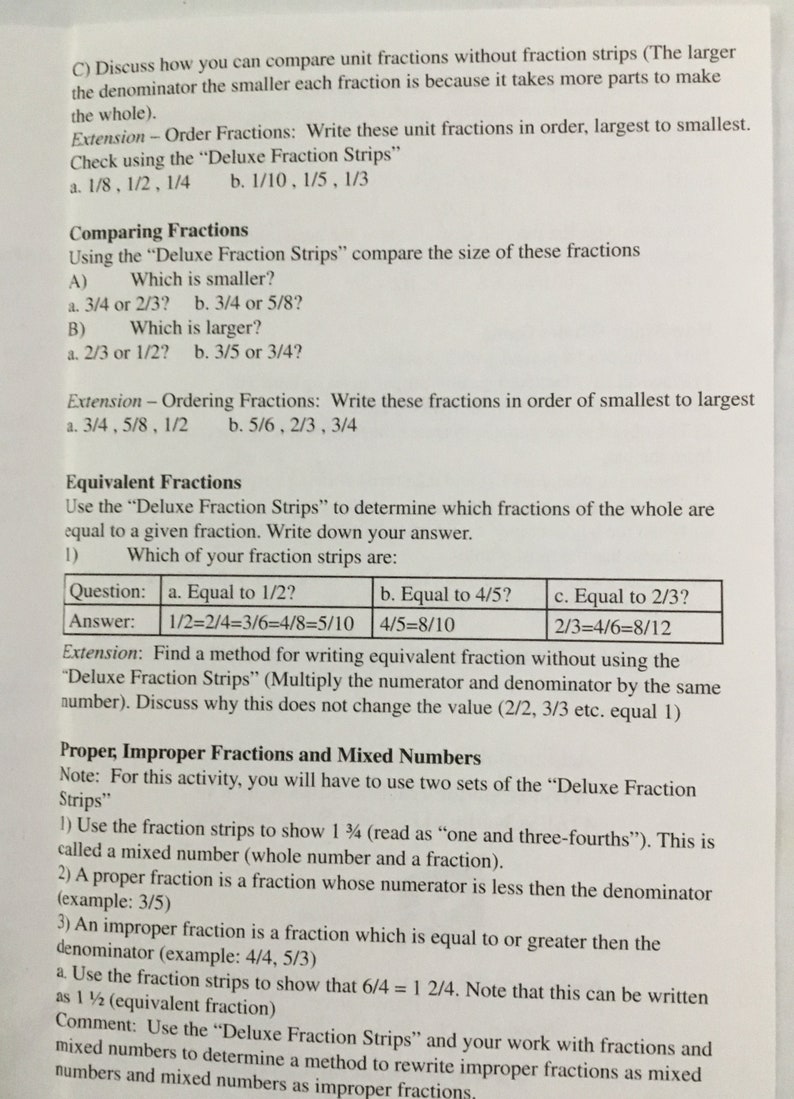 Math Manipulatives - Fraction Strips, Decimal Strips, Percentage Strips ...