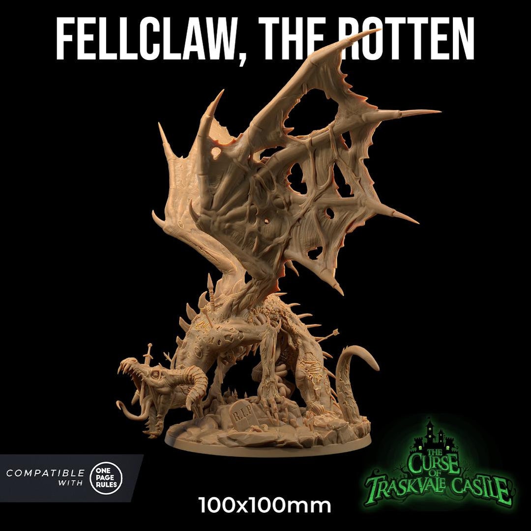 Fellclaw the Rotten Dracolich 100mm Base 32mm Scale Dungeons and ...