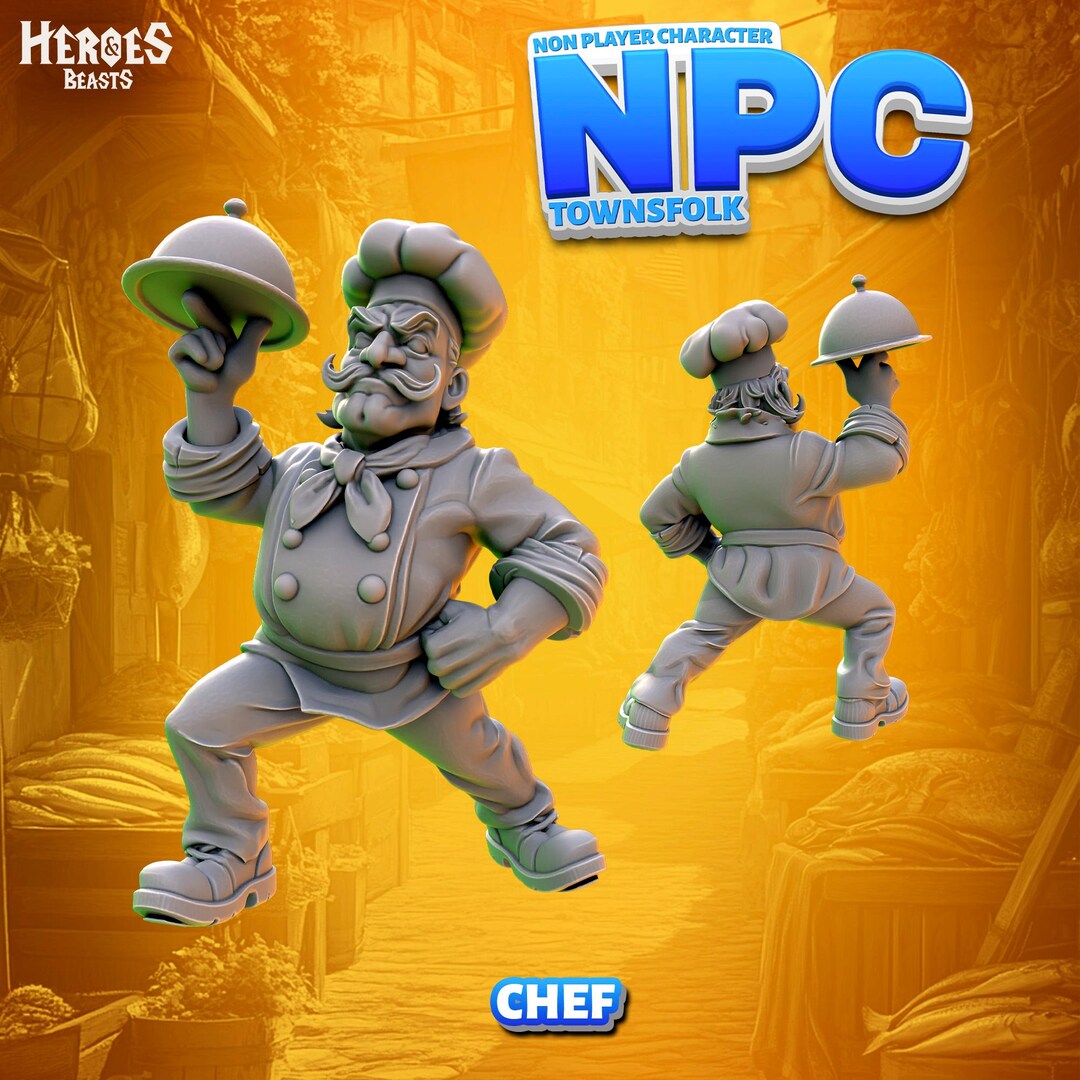Chef | Cook | 32mm | NPC Townsfolk | Villager | Dungeons and Dragons ...