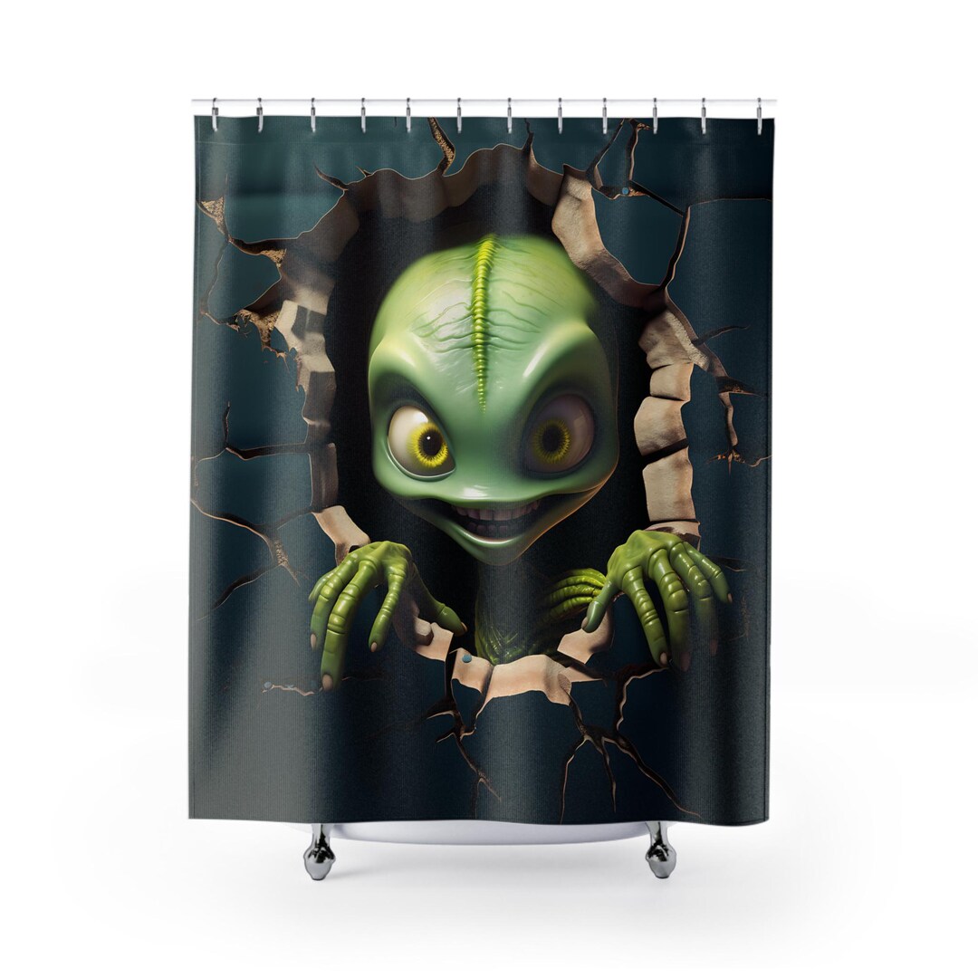 Alien 1 Shower Curtain, Kids Bathroom Decor, Fun Bathroom Accessories ...
