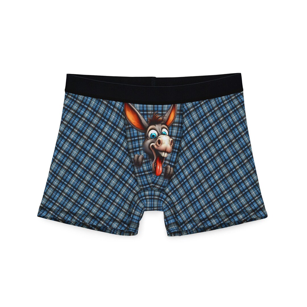 Goofy Donkey Peek Plaid Boxers | Men's Boxer Shorts - Etsy