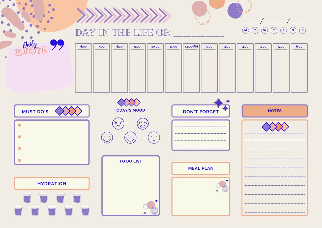 Daily Planner (canva Template) - Etsy