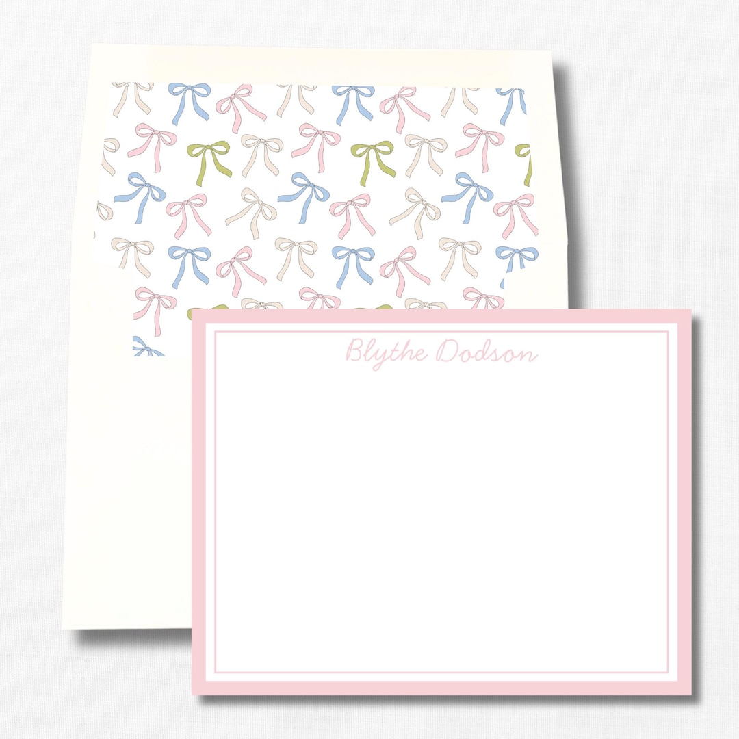 Personalized Girl Stationery | Pink Bow Stationery | Custom Child’s ...