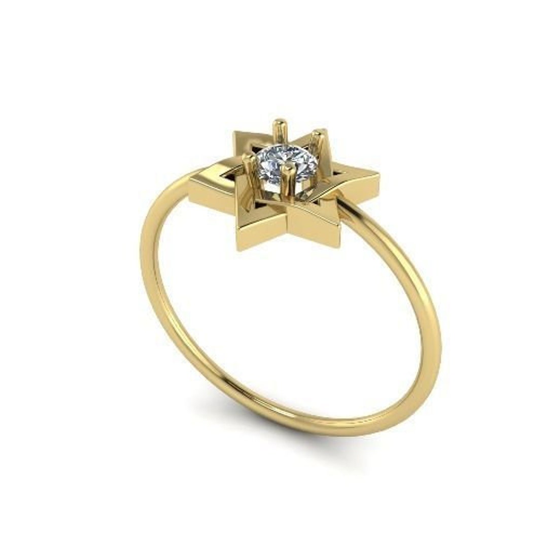 Star of David Gold Ring Danity Star of David Ring With Diamond Magen ...