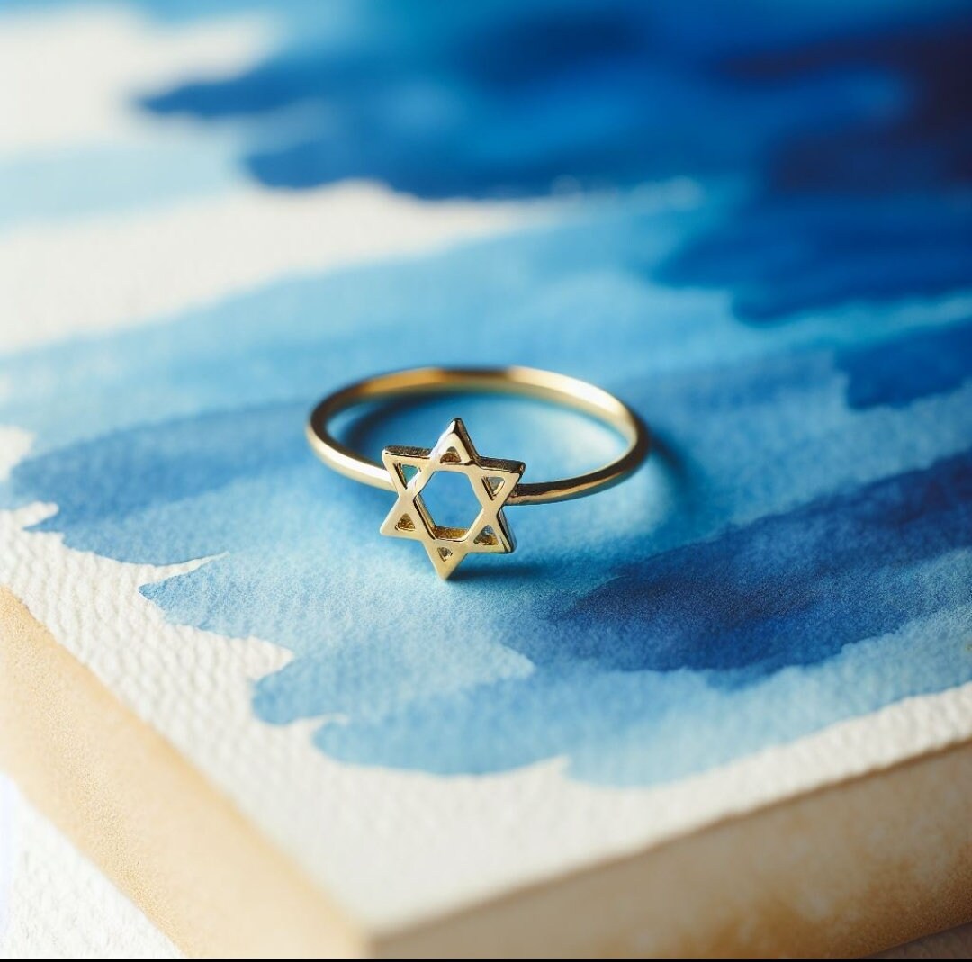 Star of David Gold Ring Danity Star of David Ring With Diamond Magen ...