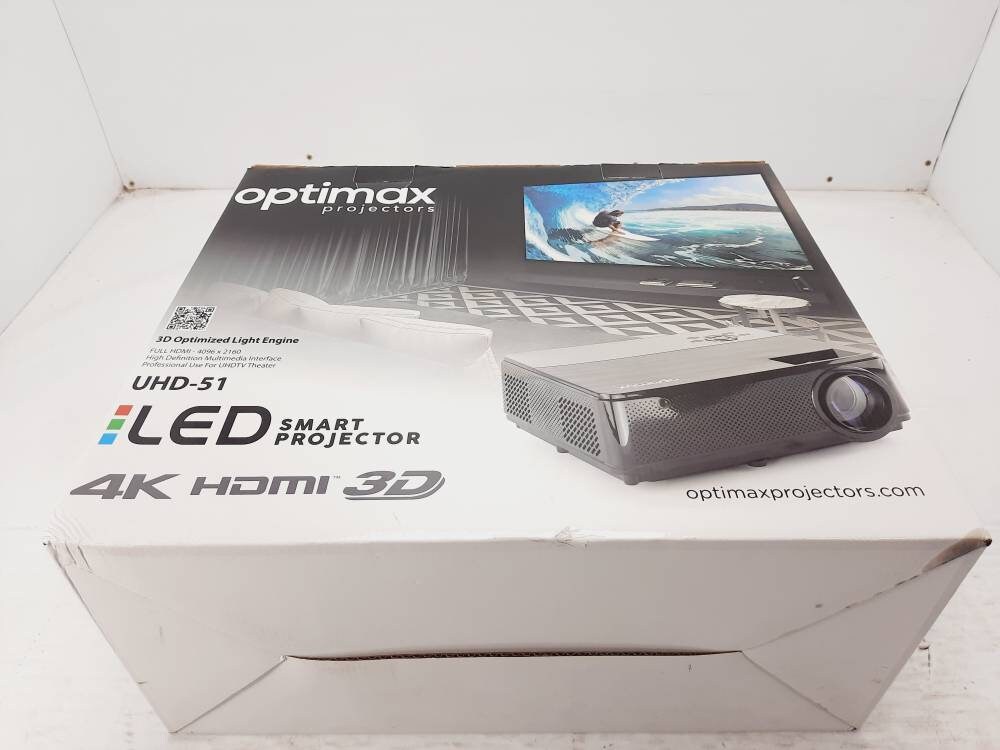 Vintage Optimax UHD-51 Led Smart Projector 4K HDMI 3D, Uhdtv Theater ...