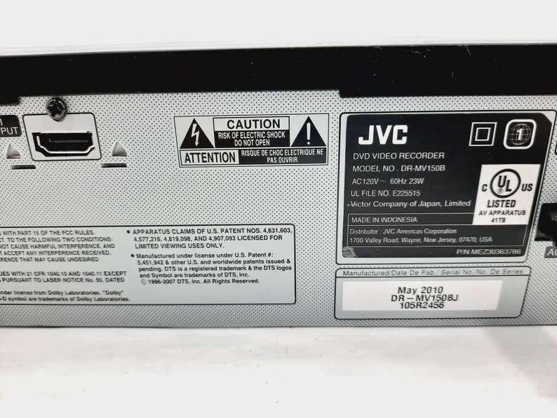Vintage Jvc DR-MV150B Dvd/vcr Combo Player Vhs to Dvd Recording Hdmi ...