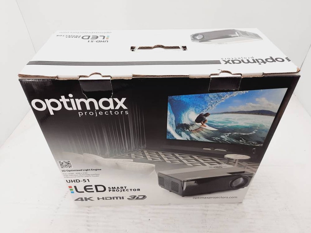 Vintage Optimax UHD-51 Led Smart Projector 4K HDMI 3D, Uhdtv Theater ...