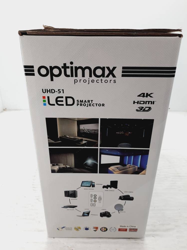 Vintage Optimax UHD-51 Led Smart Projector 4K HDMI 3D, Uhdtv Theater ...