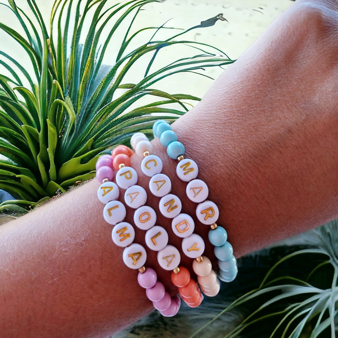 Personalized Colorful Bead Bracelet, Name Bracelets, Bracelet for ...