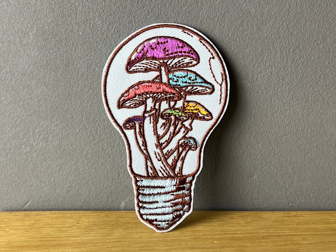 Mushroom Light Bulb Iron on Patches Patches Badges: - Etsy