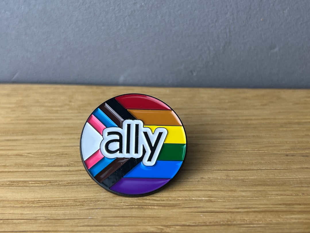 Ally Enamel Pin, Button, Badge: Pride Flag, Rainbow, Queer, LGBTQ ...