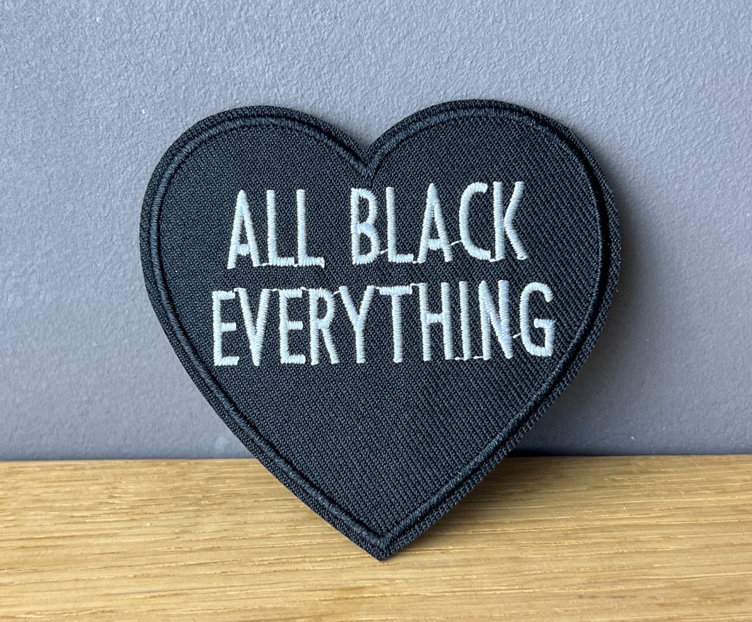 All Black Everything Iron-on Patch, Badge: Black Heart, Punk, Goth ...