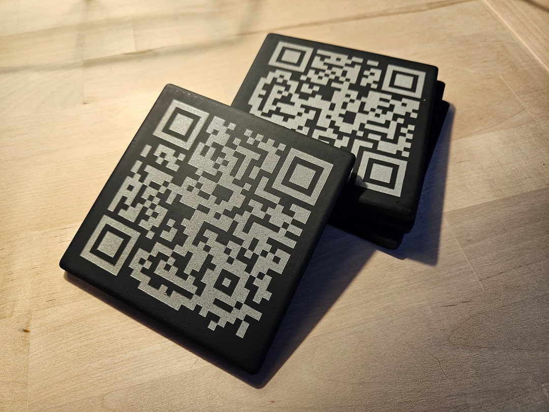 QR Code Coaster Set of 4 - Ceramic Tile - Laser Etched - Etsy
