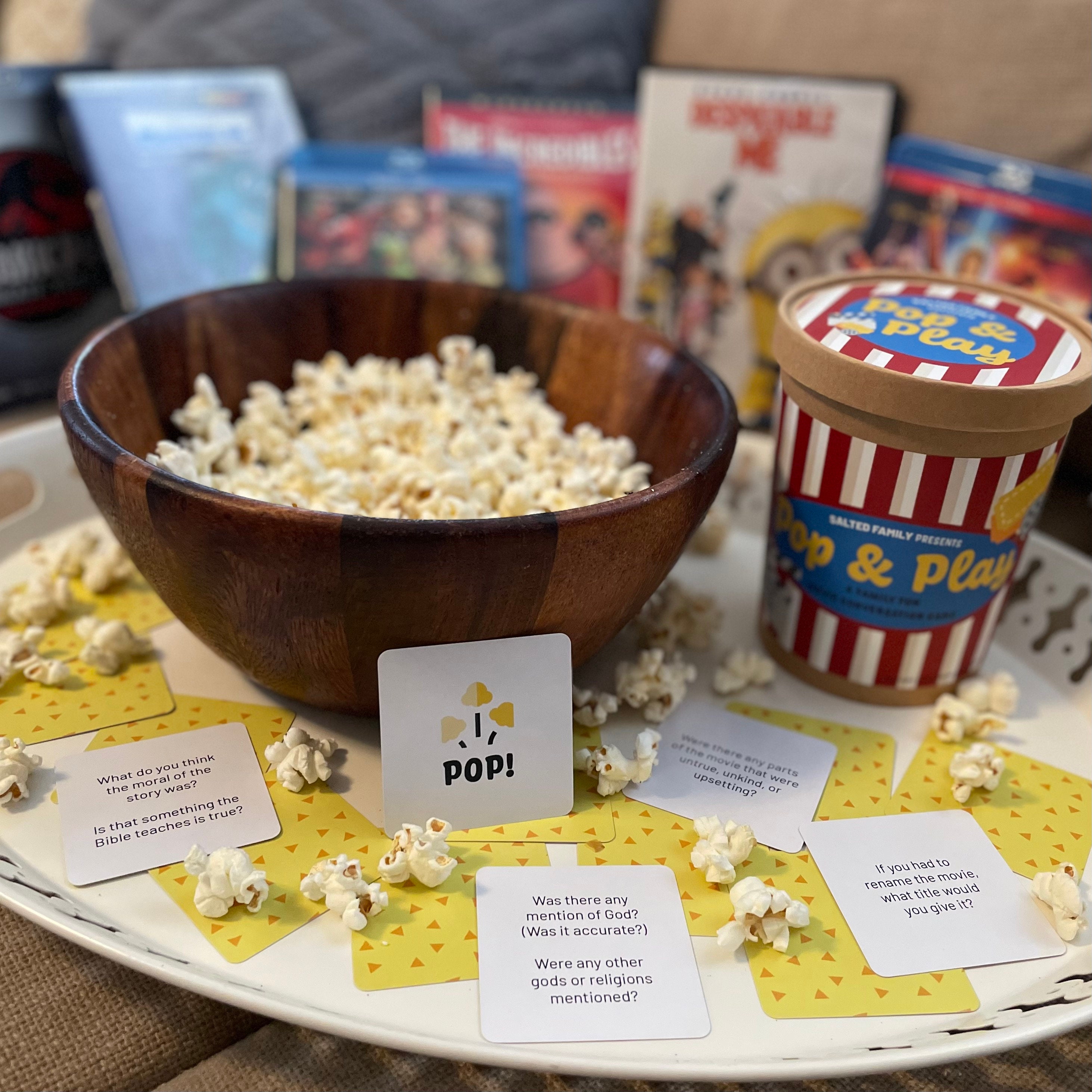 Pop + Play Family Movie Conversation Card Game (christian) - Etsy