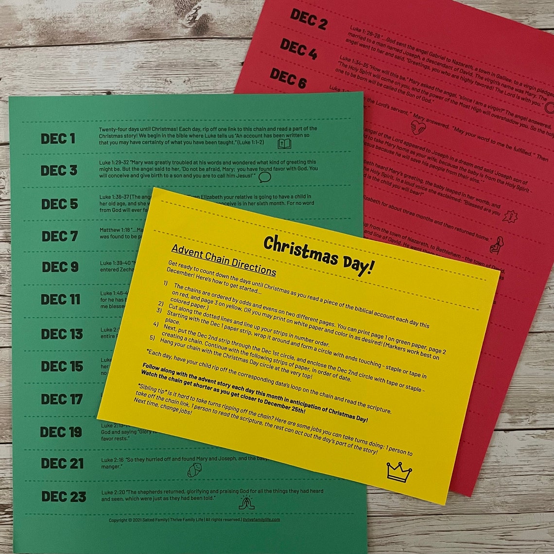 Advent Christmas Scripture Countdown Chain - Etsy