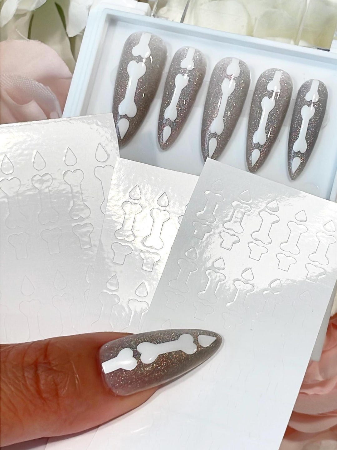 Finger Bone Nail Decals: Skeleton Stickers, Airbrush Stencil - Etsy