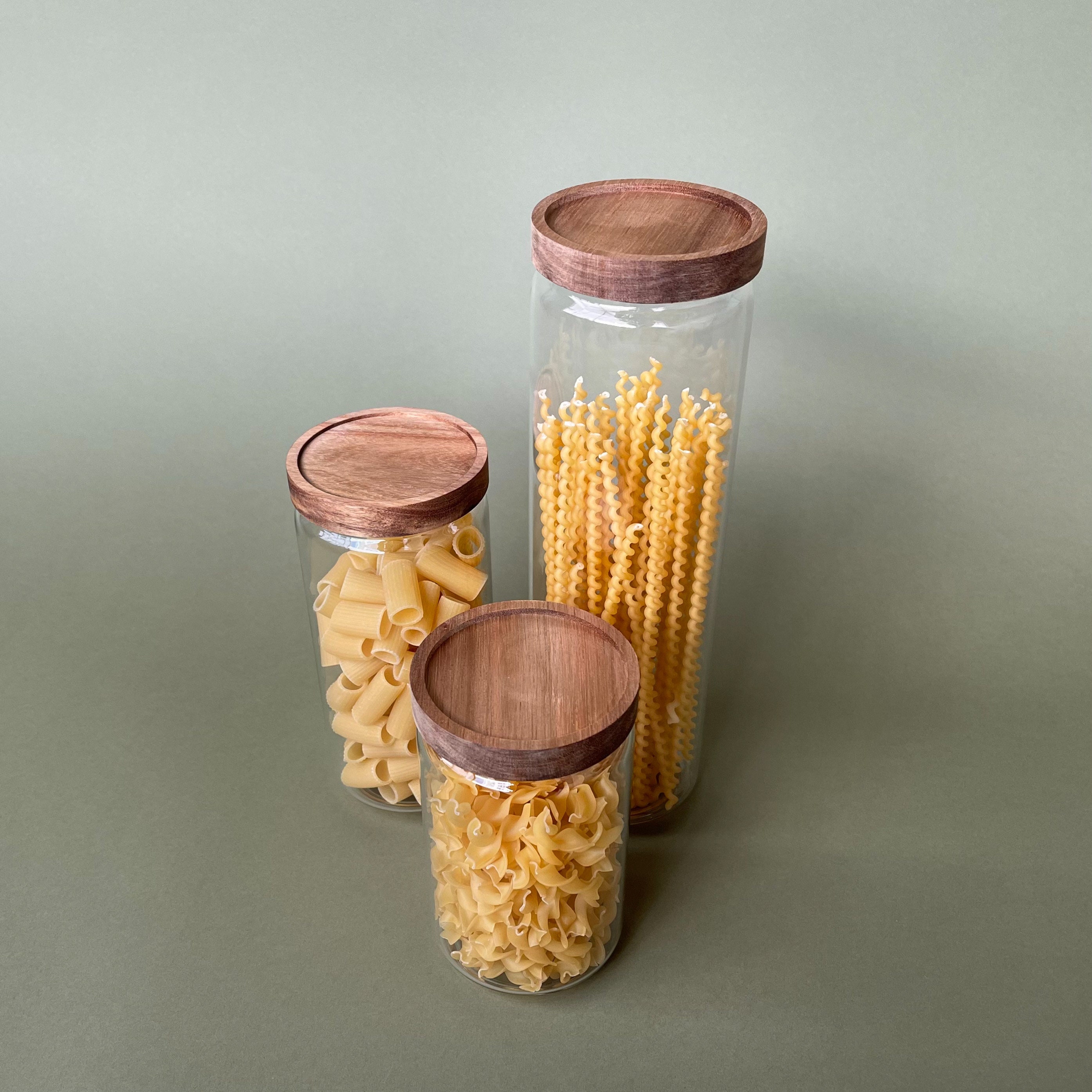 Wood Lid Minimalistic Glass Kitchen Storage Glass Container - Etsy