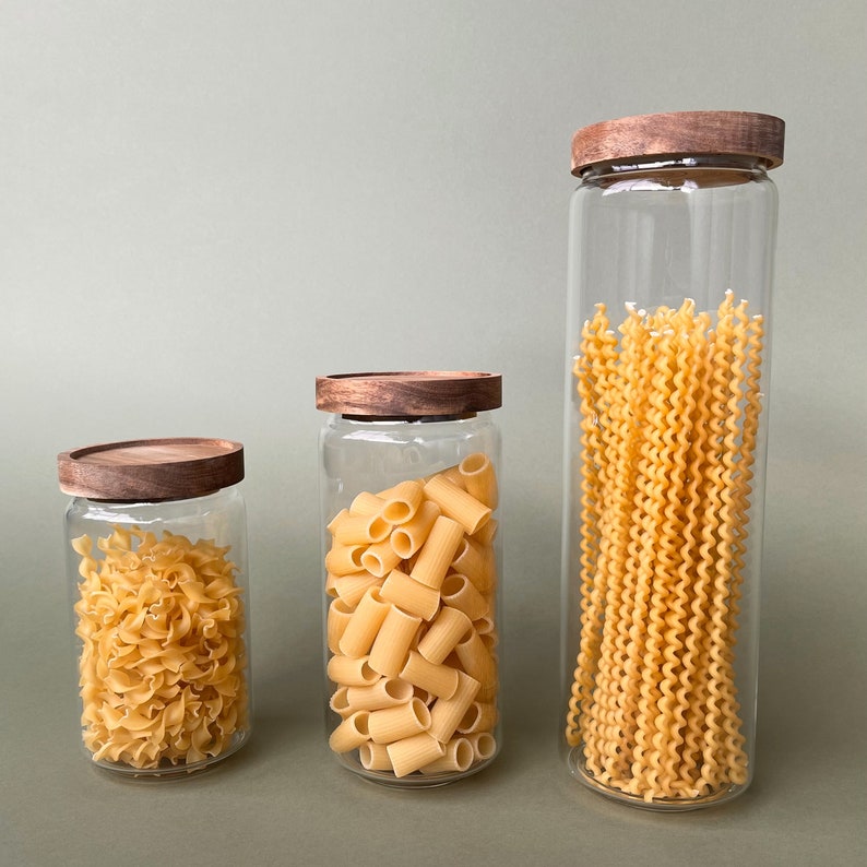Wood Lid Minimalistic Glass Kitchen Storage Glass Container - Etsy