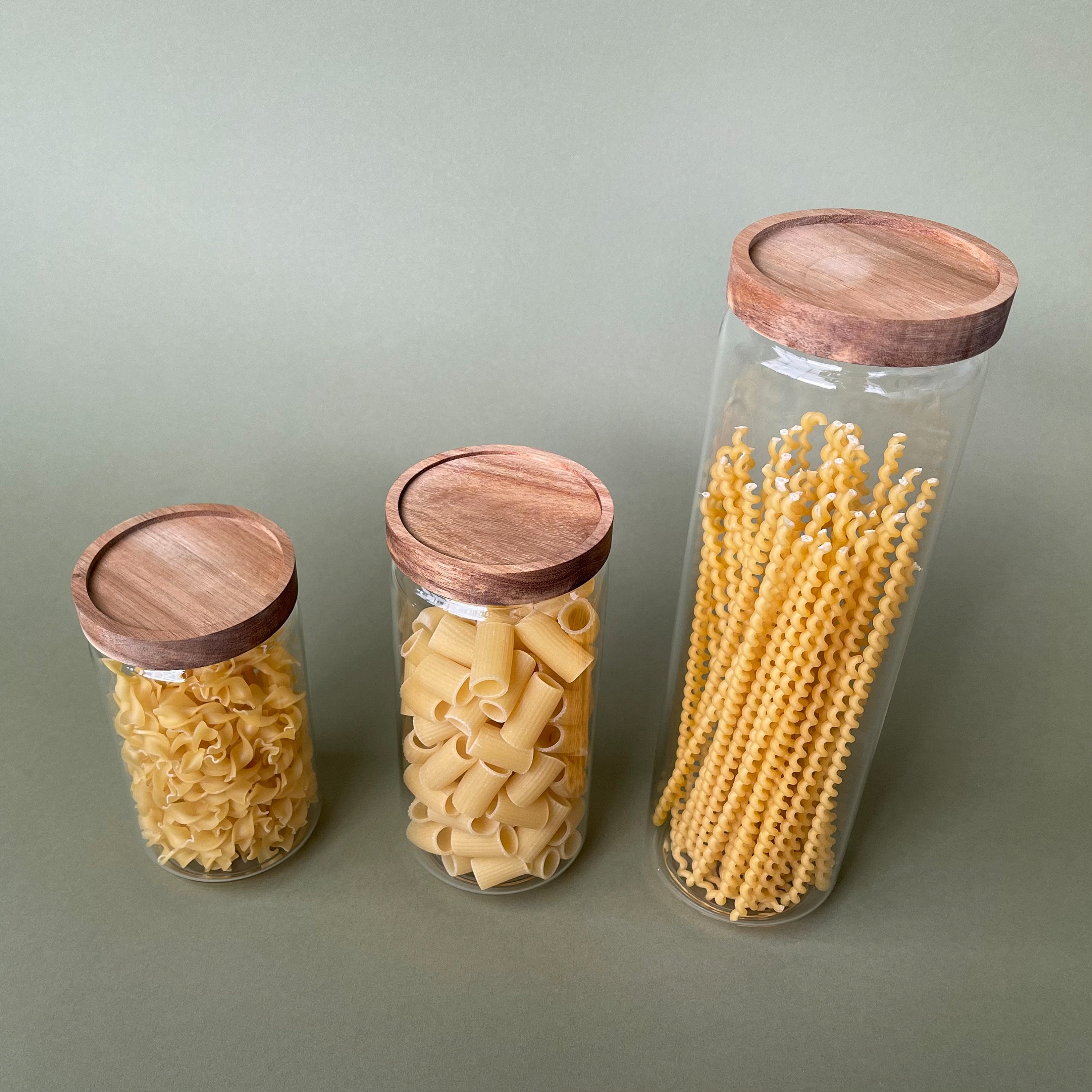 Wood Lid Minimalistic Glass Kitchen Storage Glass Container - Etsy